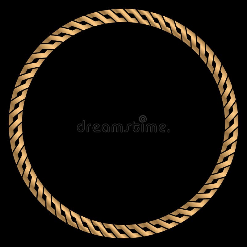 Gold Chain Round Frame. Golden Circle Frames with Necklace Patterns ...