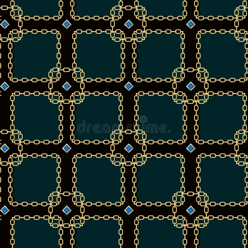 Gold Chain Square on Black Seamless Vector Background. Eps10 Stock ...