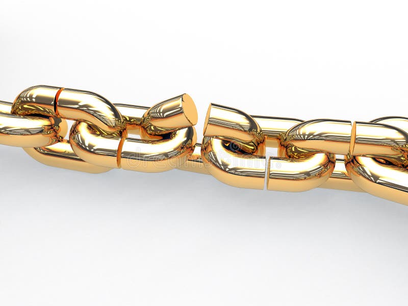 Gold Chain Link with a Torn #3 Stock Illustration - Illustration of ...