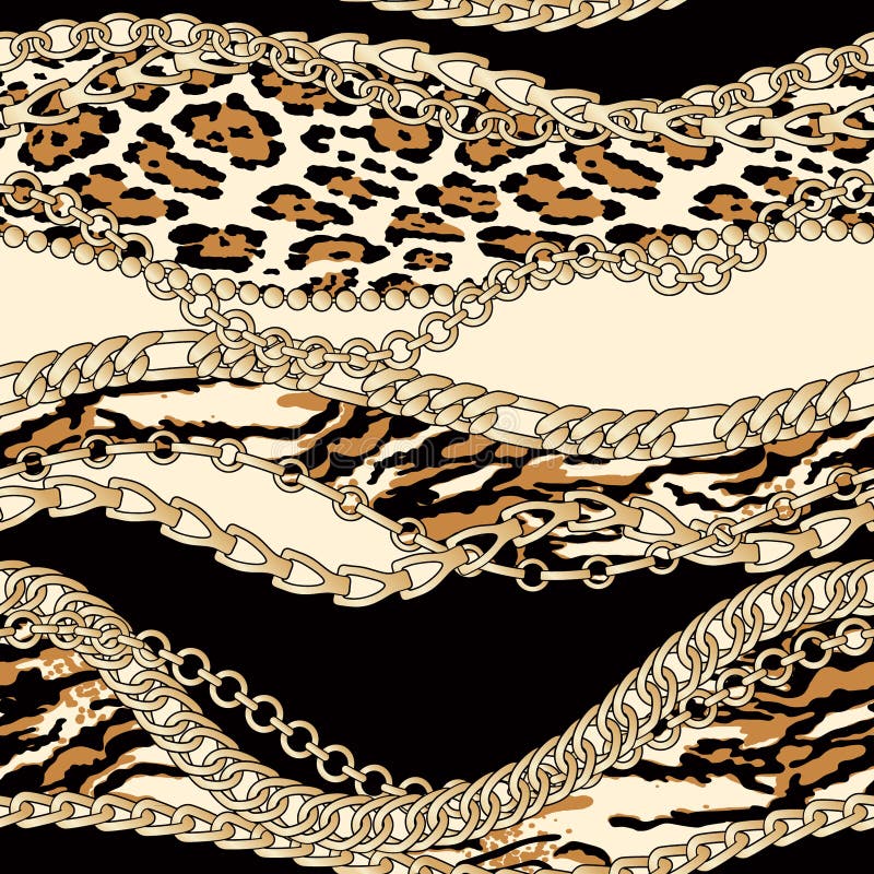 Gold Chains with Animal Fur Patches Stock Vector - Illustration of ...