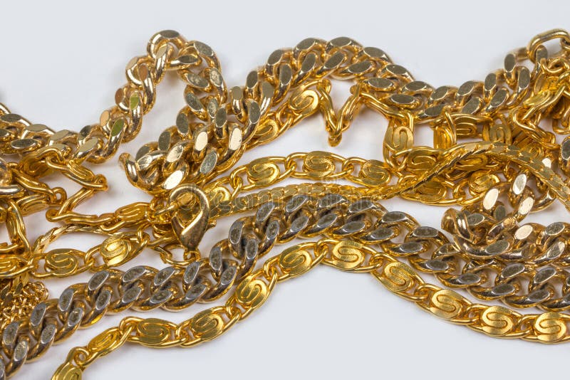 Gold chains stock image. Image of steel, selection, jewellery - 55411205