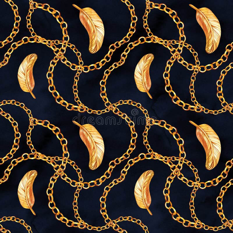 Gold Chains Seamless Pattern. Jewelry Background. Luxury Illustration ...