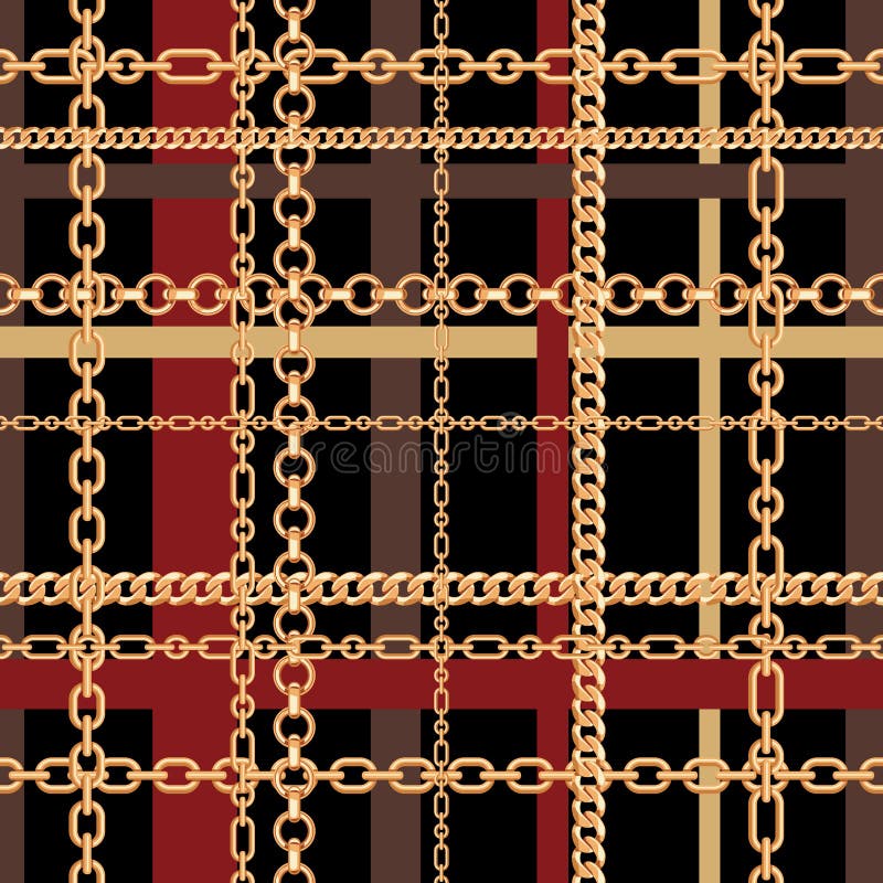 Gold Chains Tartan Seamless Pattern. Vector Illustration Stock Vector ...