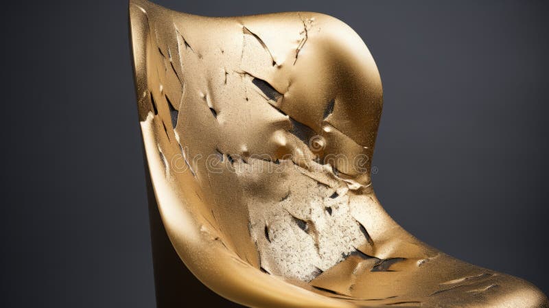 Distorted and Fractured Gold Chair with Pitted Metal Cover Stock ...