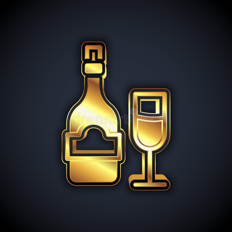 Gold Champagne Bottle Open Neck Stock Illustration - Illustration of ...