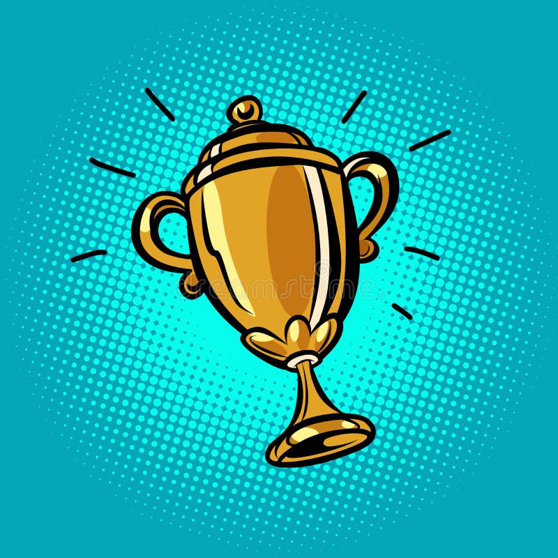 Set of Gold Champion Cup with Reflection and Shadow Isolated on White ...