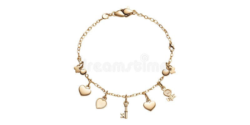 Gold Charm Bracelet Isolated on Transparent Background Stock Photo ...