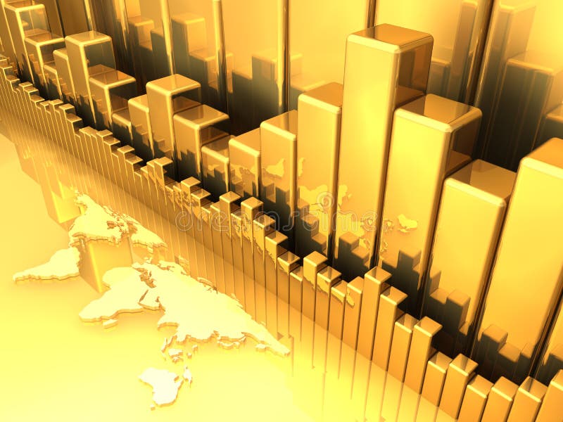 Gold Chart for Trading and Exchange, 3d Illustration Stock Illustration ...