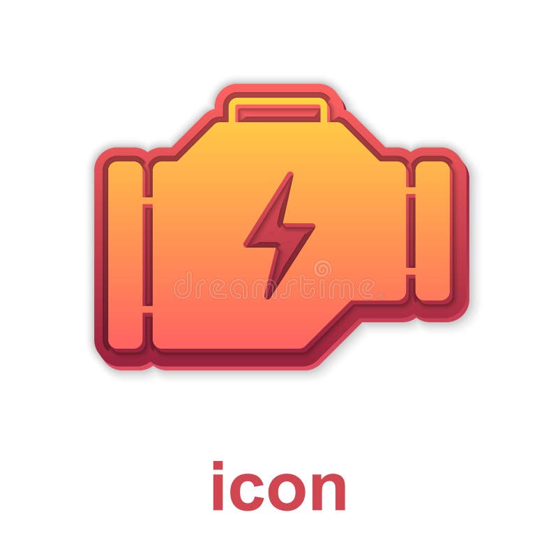 Gold Check Engine Icon Isolated on White Background. Vector Stock ...