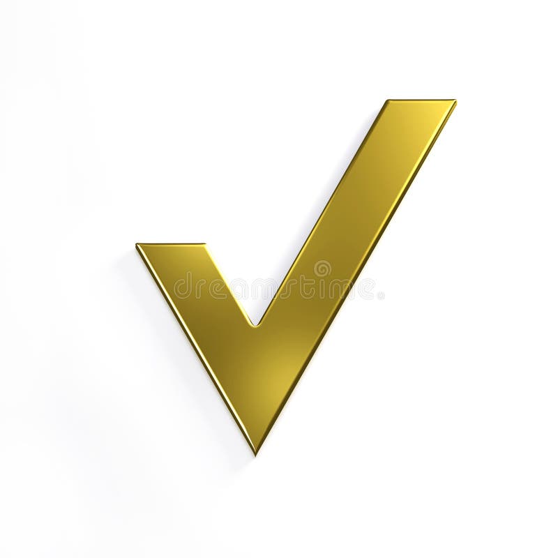 Gold Check Mark. 3D Render Illustration Stock Illustration ...
