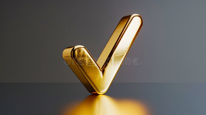 A Gold Check Mark on a Table Stock Photo - Image of notepad, instrument ...