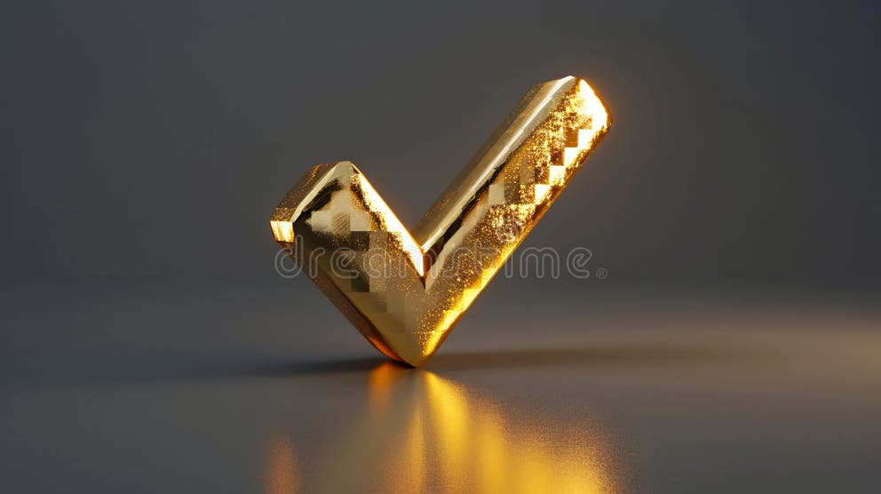 A Gold Check Mark on a Table Stock Image - Image of sheet, check: 326395499
