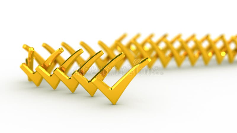 Gold Check Mark. 3D Render Illustration Stock Illustration ...