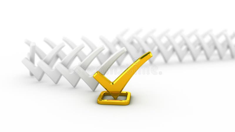 Gold Check Mark in a Box Icon Isolated on Black Background. Tick Symbol ...