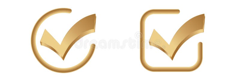 Gold Check Marks in Circle and Square Frames Stock Vector ...