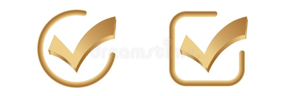 Gold Check Marks in Circle and Square Frames Stock Vector ...