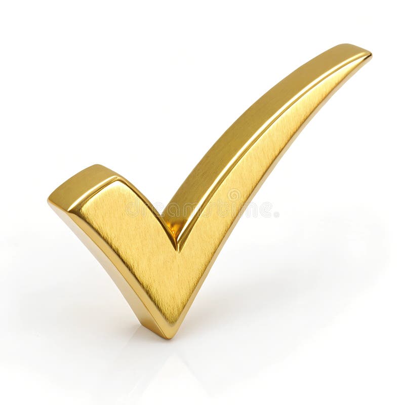 Gold Checkmark Success Approval Confirmation 3D Render Stock ...