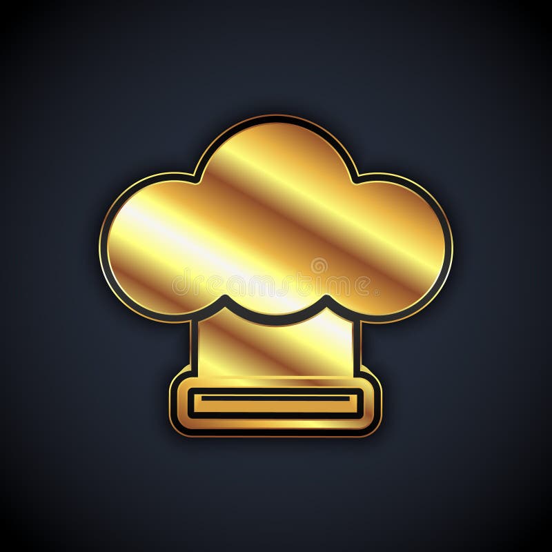 Gold Chef Hat Icon Isolated on Black Background. Cooking Symbol. Cooks ...