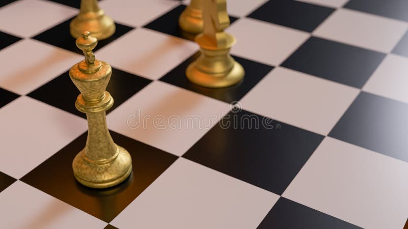 The Gold Chess on Board for Business or Board Game Concept 3d Rendering ...