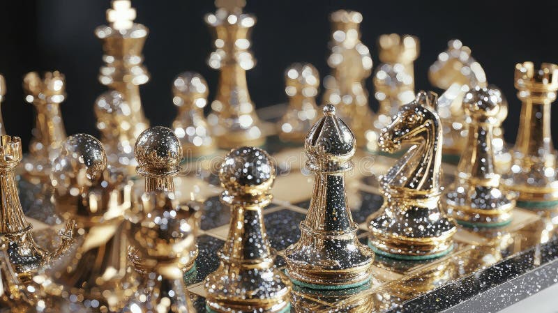 Gold Chess Pieces on a Board Stock Image - Image of gold, knight: 334644823