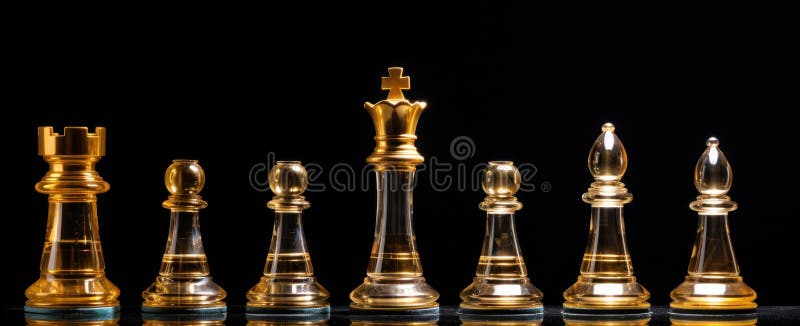 Gold Chess Pieces on a Dark Background Stock Image - Image of chess ...