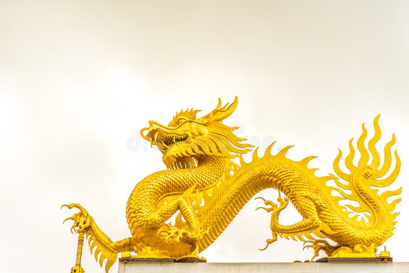 Gold Chinese Phoenix Bird on Roof that Covered White Snow of Golden ...