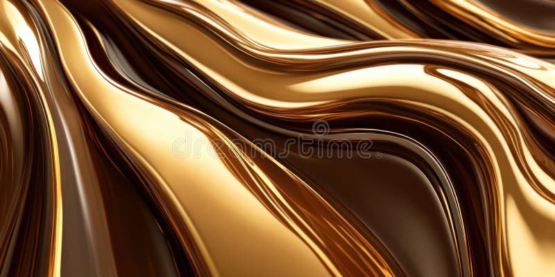 Gold and Chocolate Abstract Waves with Shine and Smooth Flow Backdrop ...