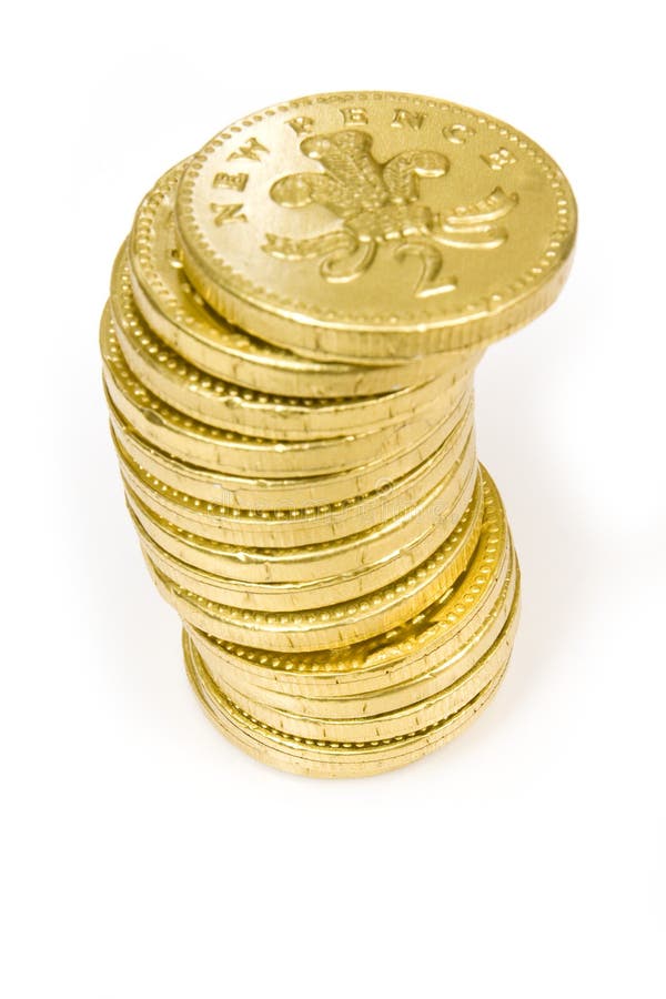 Gold chocolate coins stock photo. Image of stacks, gold - 6893064