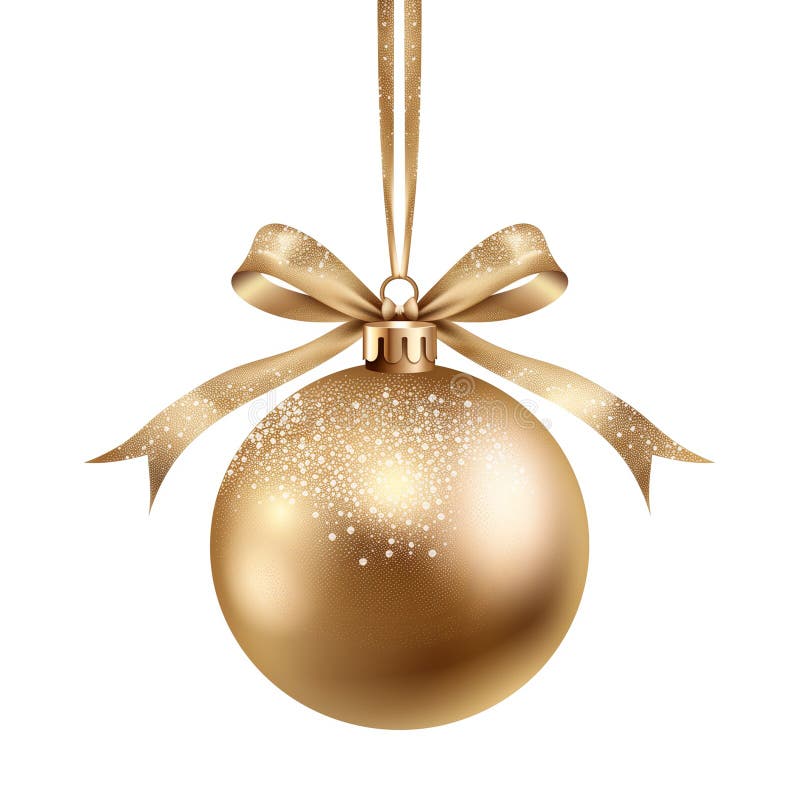 Gold Christmas Ball with Ribbon and a Bow Stock Illustration ...