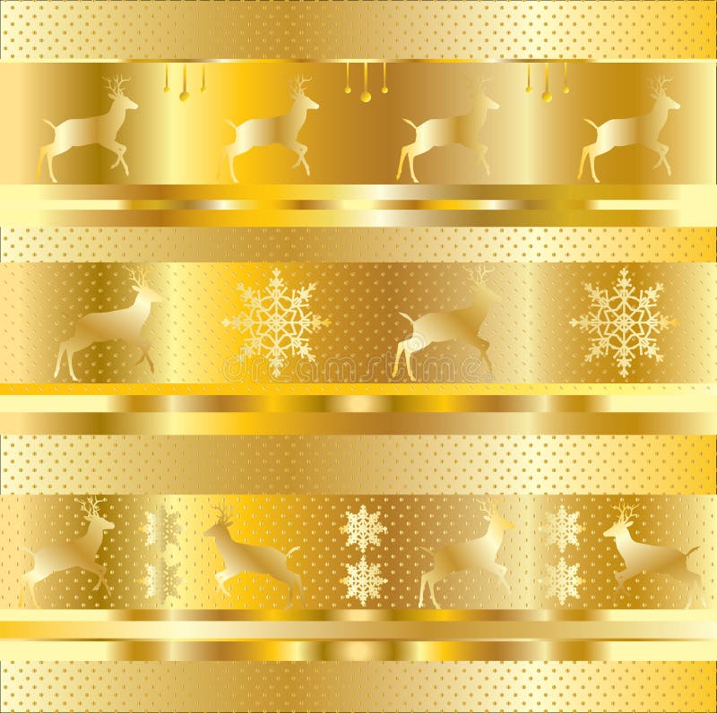 Gold Christmas Winter Holiday Decorative Pattern with Festive Elements ...
