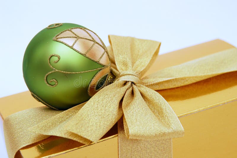 Gold Christmas present stock image. Image of blue, giving - 3012229