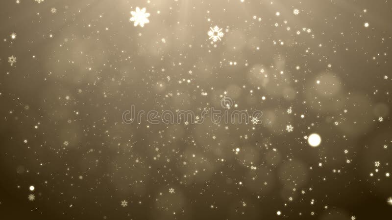 Gold Christmas Snow Flakes, Star and Lights Background Looped Stock ...