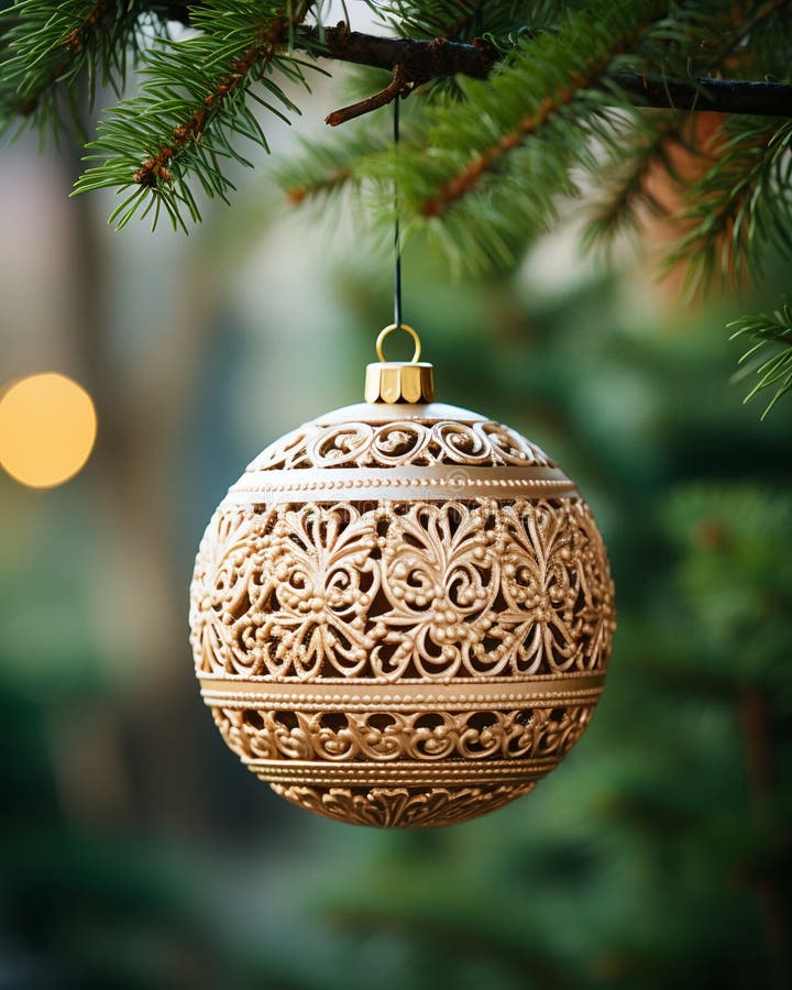 Gold Christmas Toy Hanging on the Tree, AI Generative Stock ...