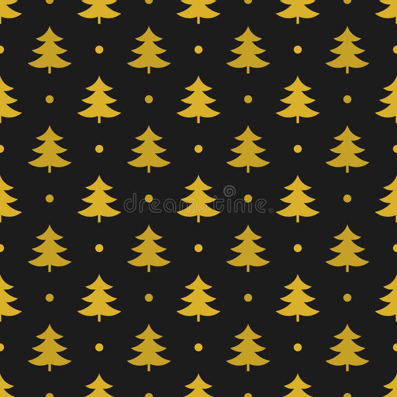 Gold Christmas Trees Pattern on Red Background Stock Vector ...