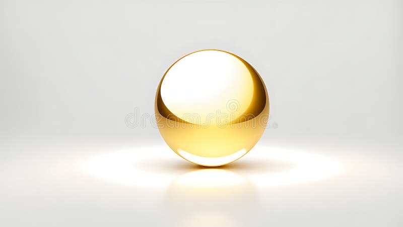 Gold Chrome Ball with Highlights Isolated on a White Background. Shiny ...