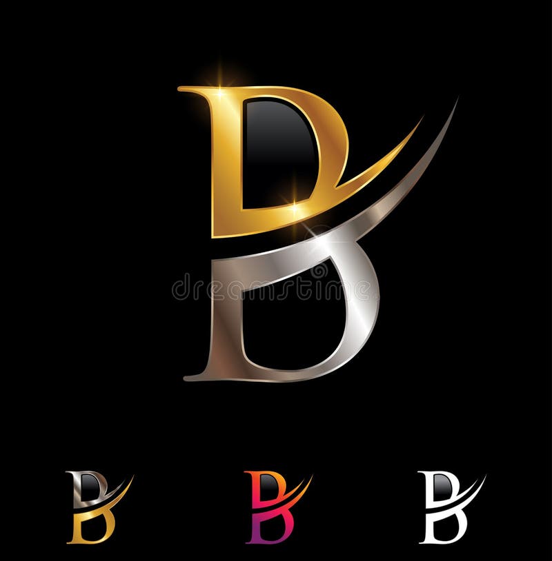 Gold and Chrome Monogram Letter B Stock Vector - Illustration of ...