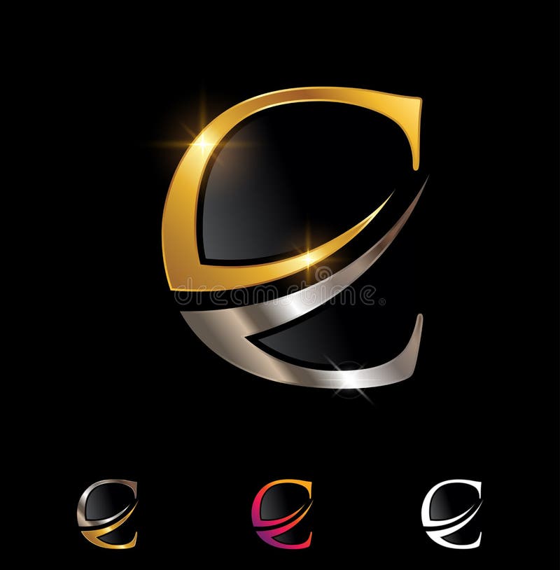 Gold and Chrome Monogram Letter C Stock Vector - Illustration of label ...