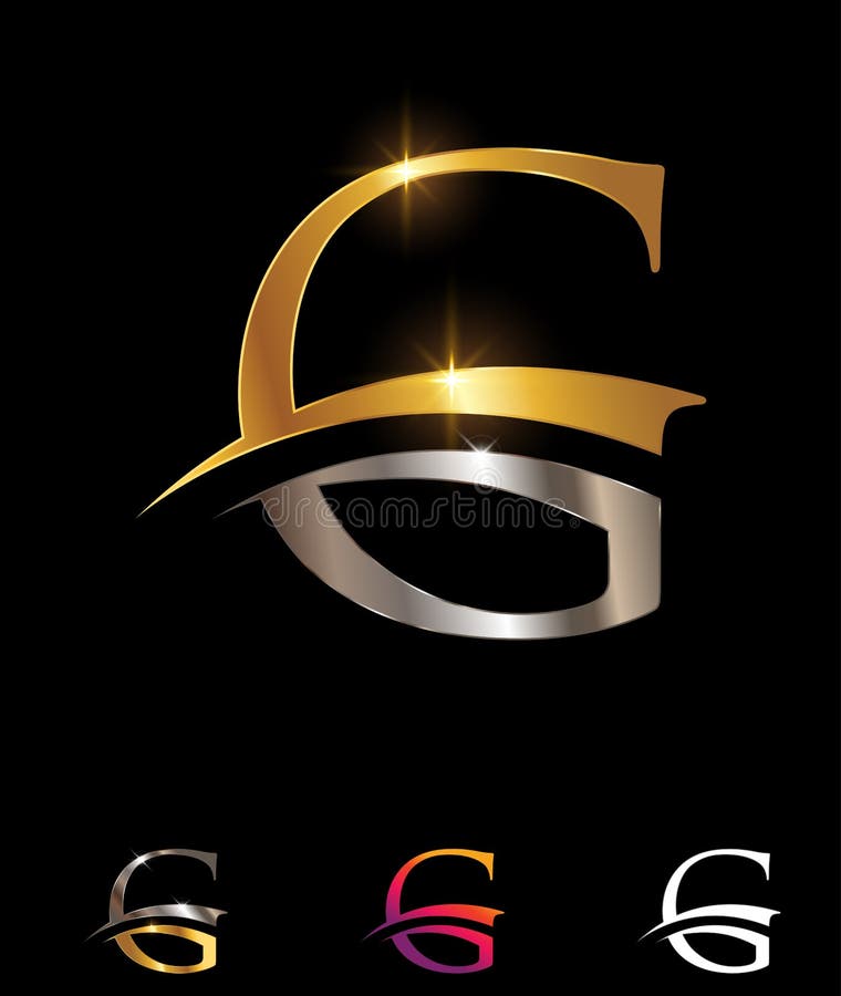 Gold and Chrome Monogram Letter G Stock Vector - Illustration of font ...