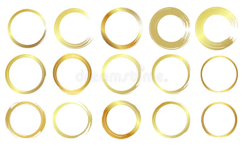Gold Circle Element Collection Set Stock Vector - Illustration of gold ...
