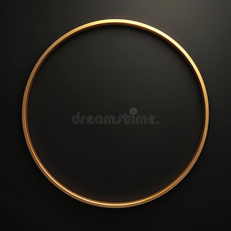 Gold Circle Frame Isolated on Black Background. Template for Design ...