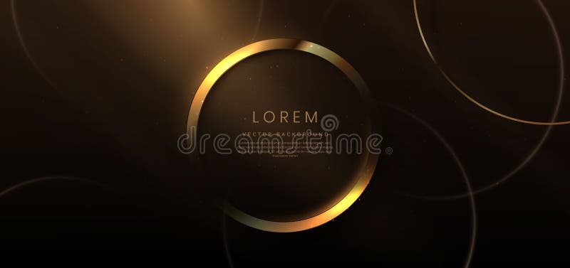 Gold Circle Frame Luxury on Dark Elegant Background with Lighting ...