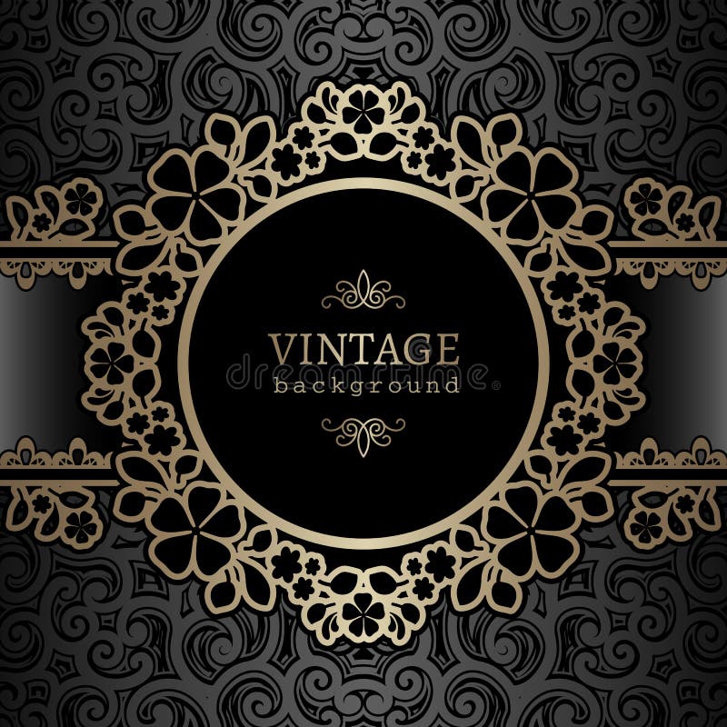 Gold Circle Frame Over Pattern Stock Vector - Illustration of header ...