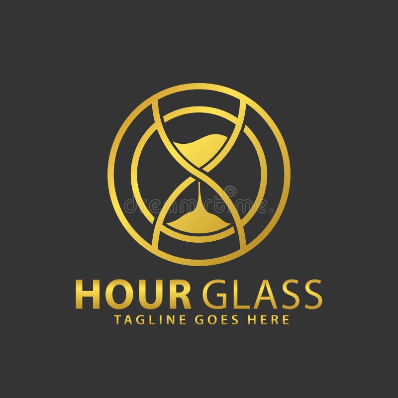 Gold Circle Hour Glass Logos Design Vector Illustration Template Stock ...