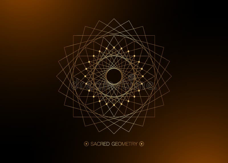 Gold Circle Mandala, Sacred Geometry, Round Frame Sign Geometric Logo ...