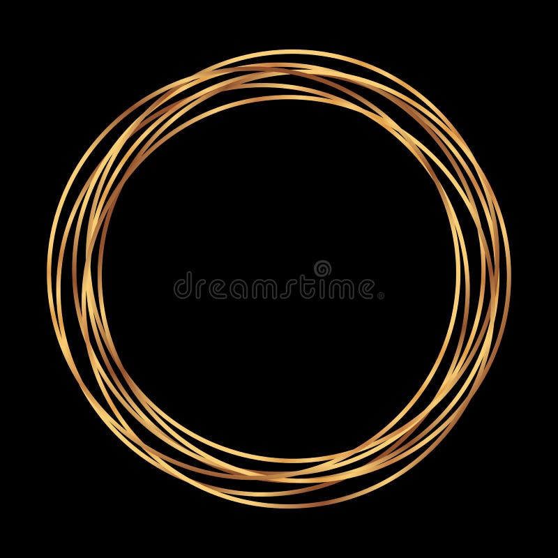 Gold Circle Shape. Label, Logo Design Element, Frame. Brush Abstract ...