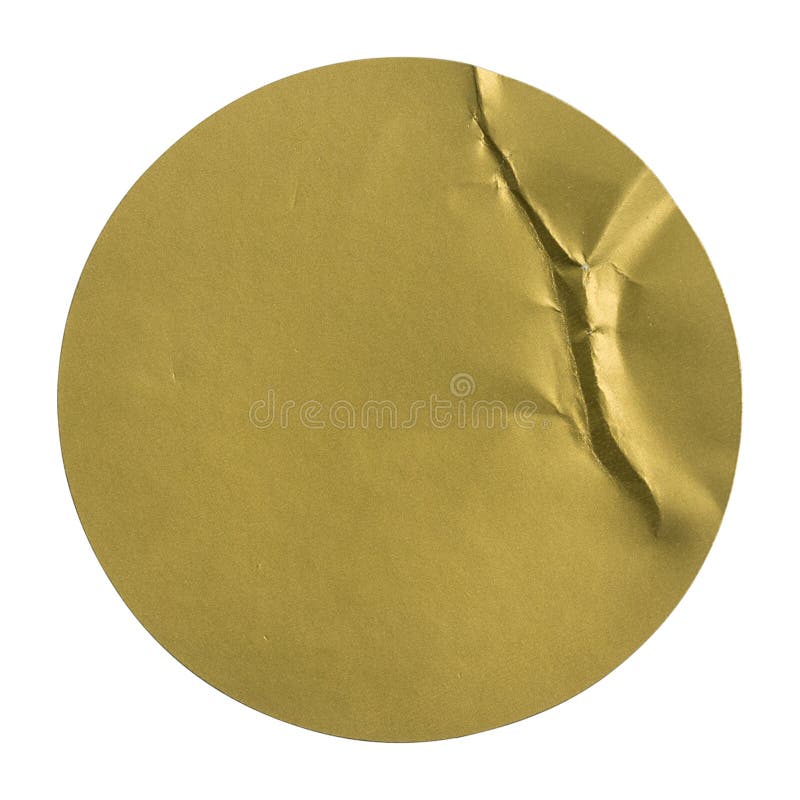 Gold Circle Sticker with Wrinkled Textures Isolated on White Background ...