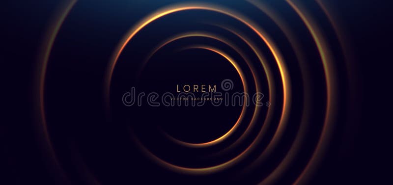Gold Circles Ray with Lighting Effect on Dark Blue Background Stock Illustration - Illustration ...