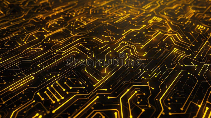 Gold Circuit Board with Intricate Cables, a Digital Pattern of ...