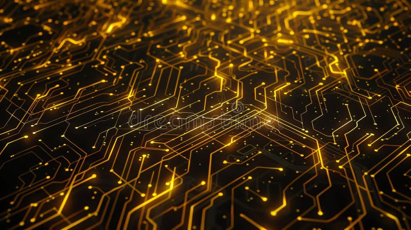 Gold Circuit Board with Intricate Cables, a Digital Pattern of ...