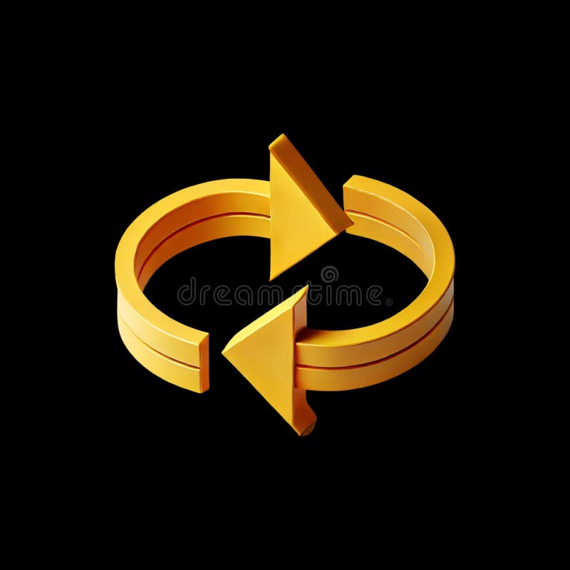Gold Circular Arrows in 3D Style, Perfect for Technology or Design ...